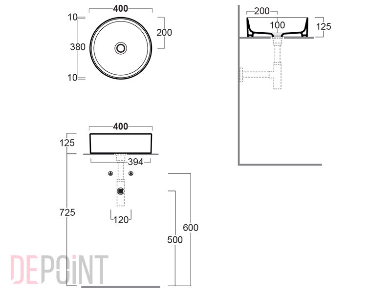 ᐉ Керамічна раковина 40 см Simas Folio, блакитний матовий (FO01-Matte PERVINCA) Купити в Києві з ...